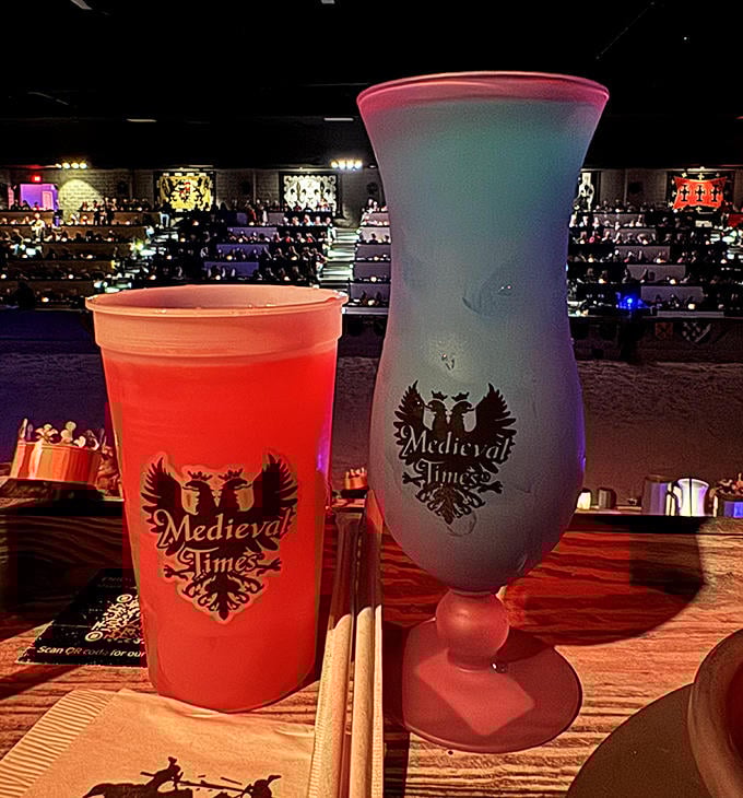 These specialty beverages come in goblets because regular cups would ruin the whole "drinking like royalty" vibe you've got going.