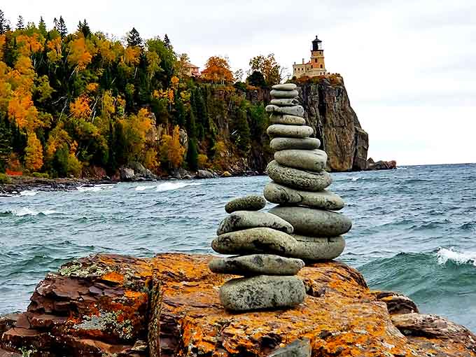 Someone's been playing nature's Jenga! These balanced stones stand as temporary monuments to patience and steady hands.