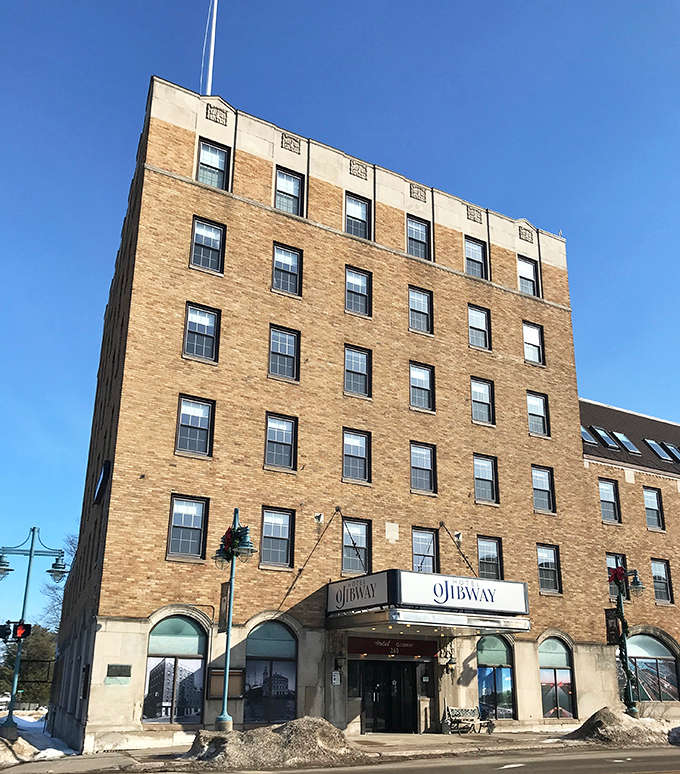 The Hotel Ojibway: This historic brick landmark has welcomed weary travelers since the early 20th century, offering a glimpse into the city's storied past.