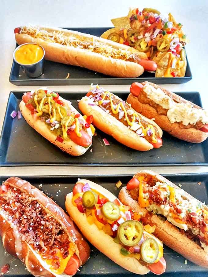 Varieties of hot dogs: A league of extraordinary wieners! Each hot dog brings its own special powers to the plate in this summit of savory superheroes.