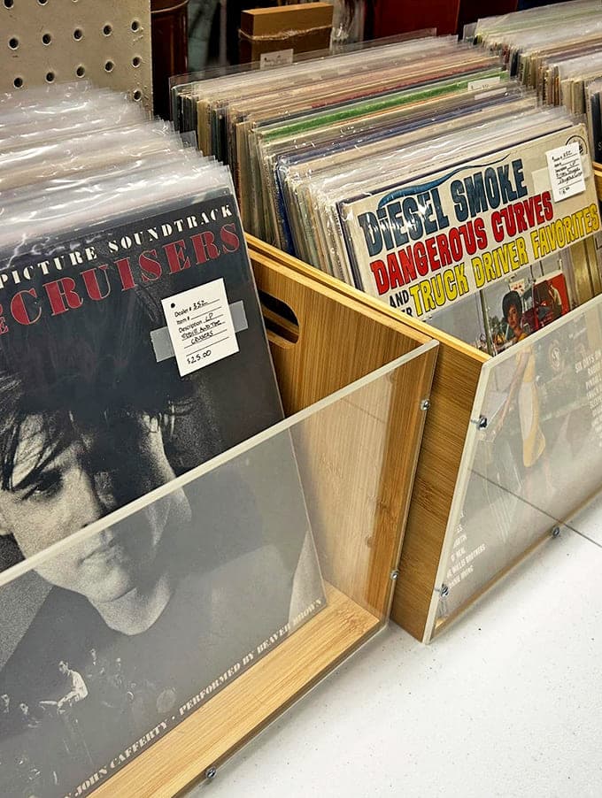 Vinyl treasures from "Cruisers" to "Diesel Smoke" promise analog adventures, each record a portal to soundscapes that shaped American culture.