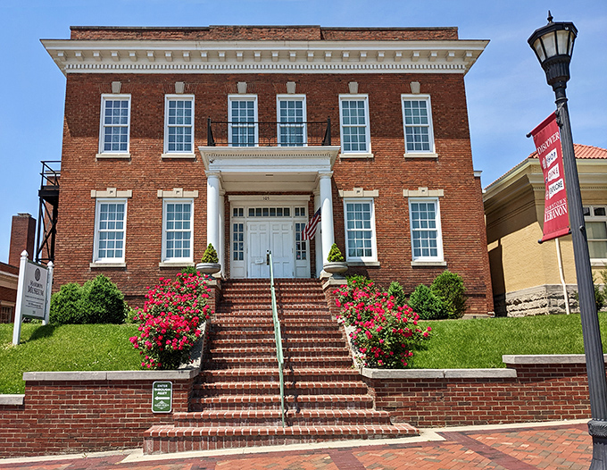The Warren County Historical Society's stately brick building stands as guardian of local heritage, inviting curious minds to explore.