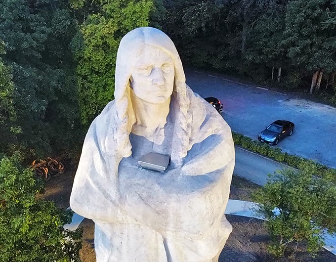 A closer examination reveals the weathered texture of century-old concrete, each crack and crevice telling stories of countless Midwestern seasons.
