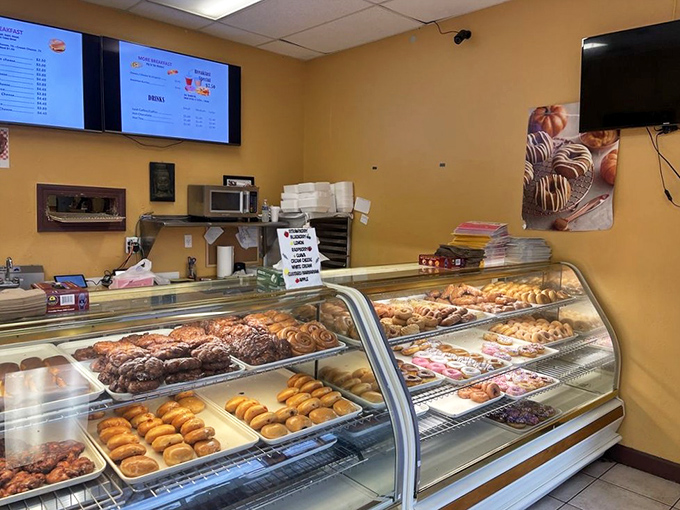 Where donut dreams come true &ndash; the counter area serves as command central for Tampa's morning sugar rush, with every tray freshly stocked.
