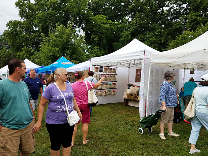 Shoppers meander through the market with that perfect Saturday morning energy, the kind that comes from knowing you're exactly where you should be.