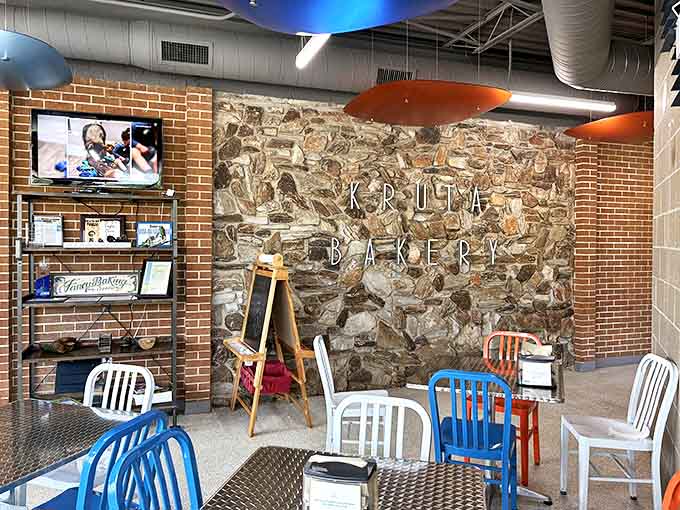 The stone wall bearing the Kruta name adds a touch of permanence &ndash; a visual promise that this sweet spot isn't going anywhere anytime soon.