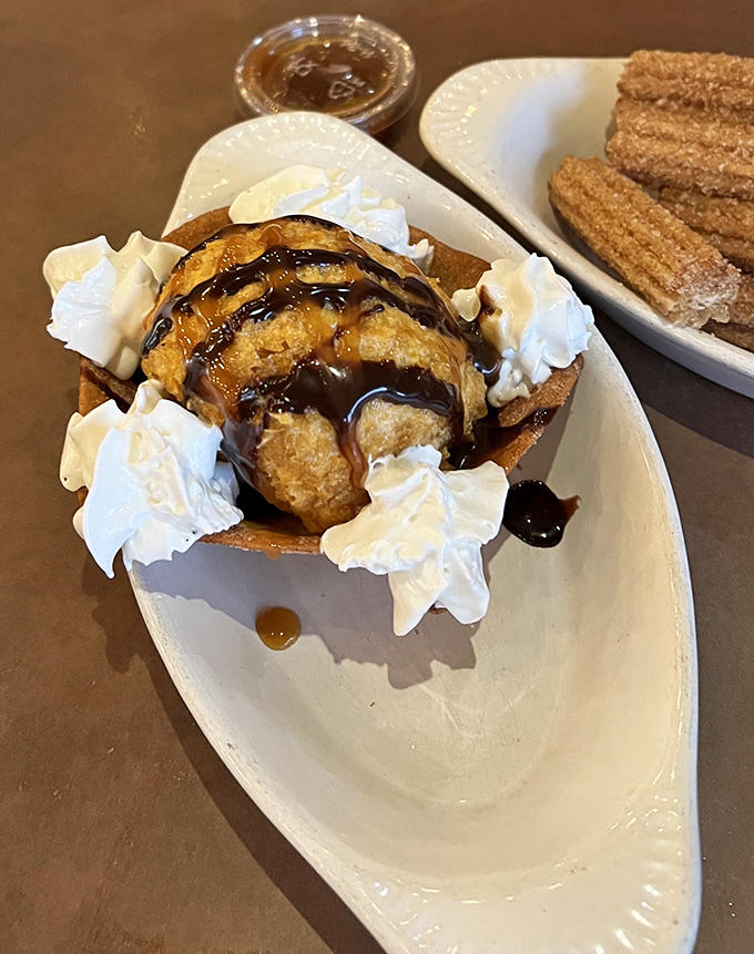 Fried ice cream that makes you question everything you thought you knew about dessert – cold, hot, crunchy, creamy magic.