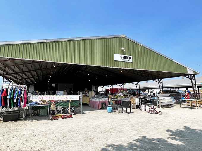 The market pavilion: part treasure cave, part social club, where the serious business of finding beautiful junk happens rain or shine.