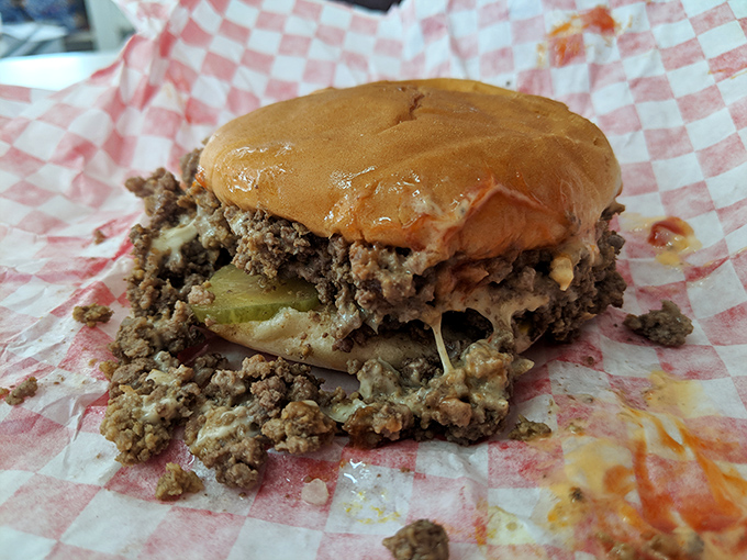 The pizza burger laughs in the face of food fusion skeptics&mdash;loose meat meets mozzarella and pizza sauce in a combination that somehow makes perfect Midwestern sense.