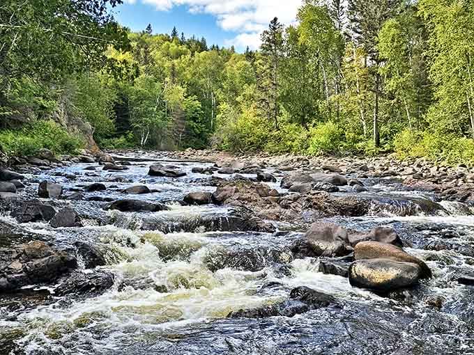 Beyond the gnome dwellings, Wolverine's crystal-clear river offers a serene backdrop for this magical Michigan escape.