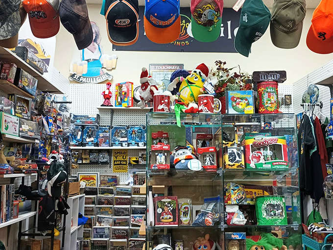 Organized chaos at its finest &ndash; this booth showcases the beautiful randomness of collecting, where childhood toys neighbor practical tools from bygone eras.