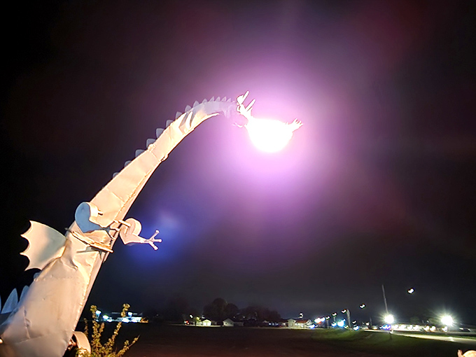 Under the cover of darkness, the dragon's fiery breath illuminates the night, creating a spectacle that's twice as dramatic after sunset.