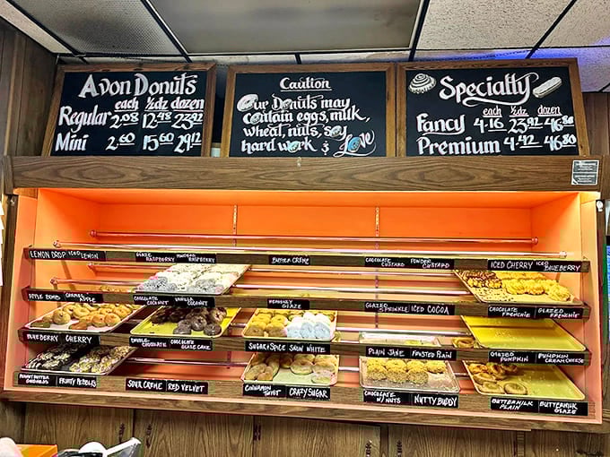 Inside, the impressive display of donuts in every flavor and variety imaginable makes choosing just one an almost impossible task.