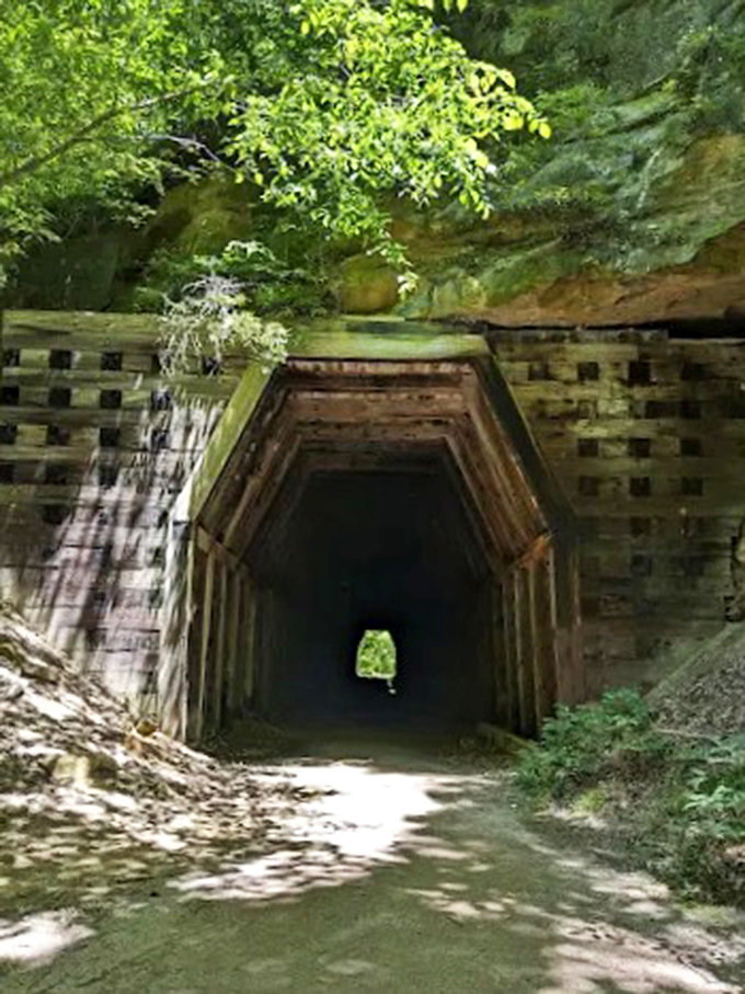 Another Angle Entrance: Sunlight plays across the weathered timbers, highlighting the geometric precision of 1850s engineering that still stands strong.