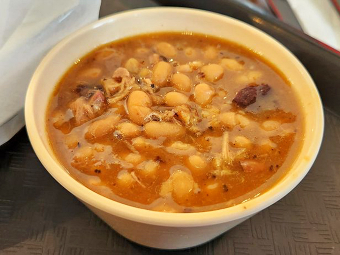 Not just a side dish but a revelation &ndash; smoky, sweet beans studded with tender meat bits.