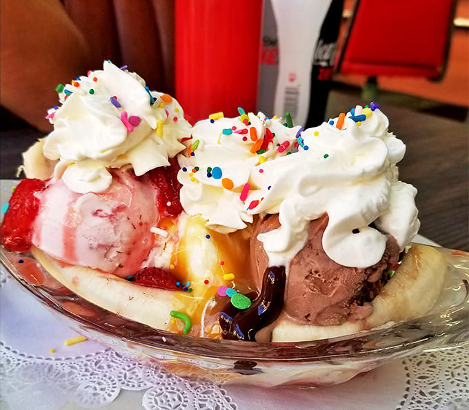 The banana split &ndash; an architectural marvel of ice cream, fruit, and toppings that makes adults forget they ever grew up.