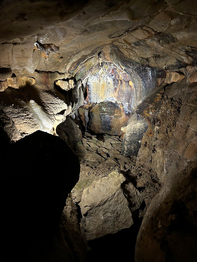 Ancient rock formations create dramatic shadows and textures, proof that Mother Nature is the ultimate interior designer.