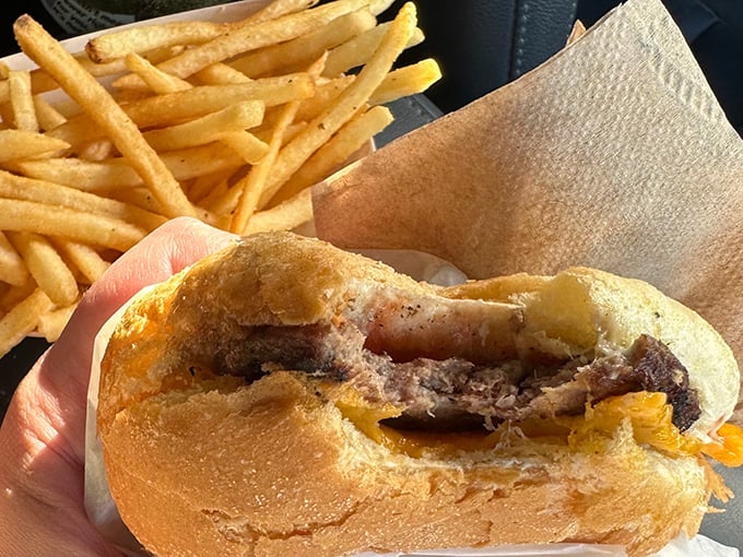 Golden fries that achieve the impossible balance of crispy exterior and fluffy interior – the supporting actors that steal the show.