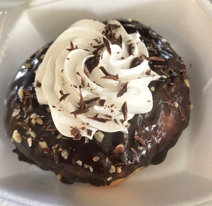 This chocolate truffle donut with its perfect swirl of cream isn't just dessert&mdash;it's therapy in pastry form.