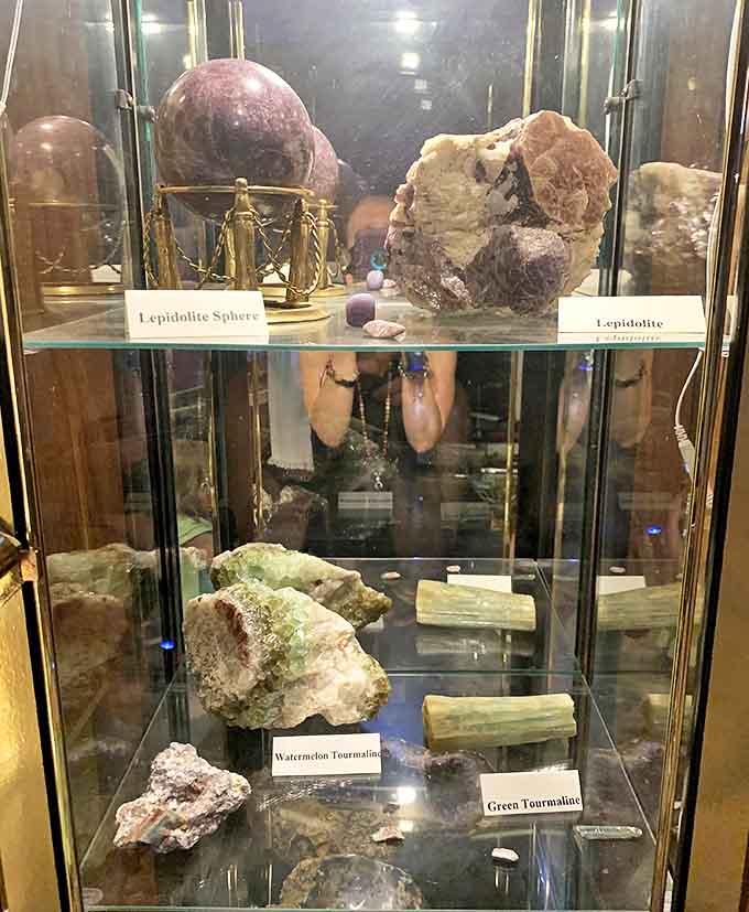 From lepidolite spheres to tourmaline crystals, these geological treasures offer a grounding counterpoint to the museum's more ethereal exhibits.