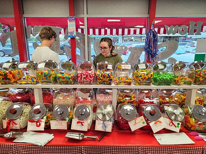 Young customers contemplate their options with the seriousness of someone choosing a retirement plan, but sweeter.