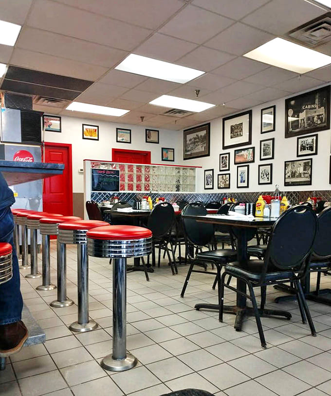 The dining area balances nostalgia with comfort, where conversations flow as freely as the coffee in this temple to casual American dining.