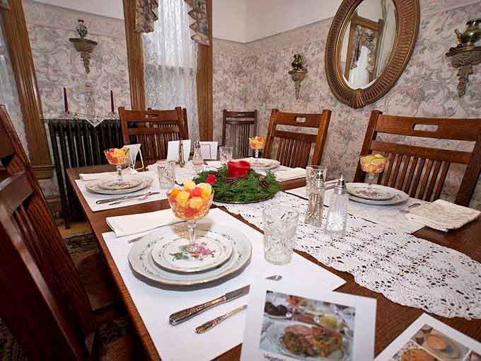 Breakfast is served on china that's seen more history than your high school textbooks, under wallpaper patterns that whisper stories of bygone eras.