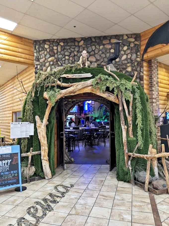 Another view of the enchanted entrance reveals more details of the fantasy-inspired design that transports diners to another realm.