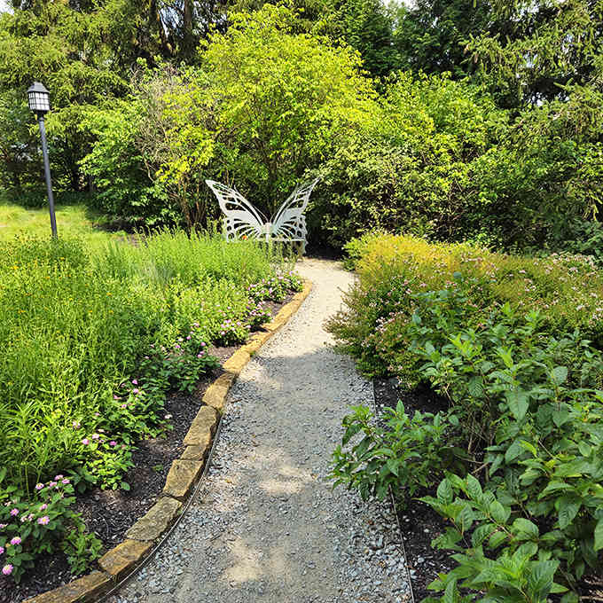 Follow the butterfly-lined path to discover hidden treasures throughout the garden &ndash; just watch out for any caterpillars offering hookah pipes!