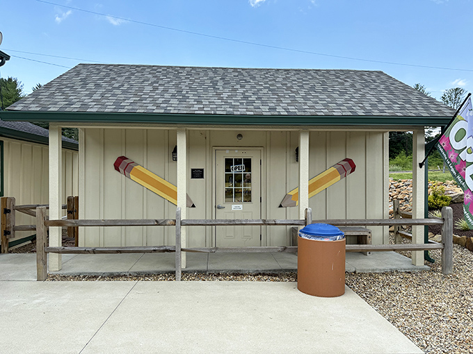 Giant pencils frame the entrance to this quirky museum, offering visitors the first clue that they're about to enter a world of oversized passion.