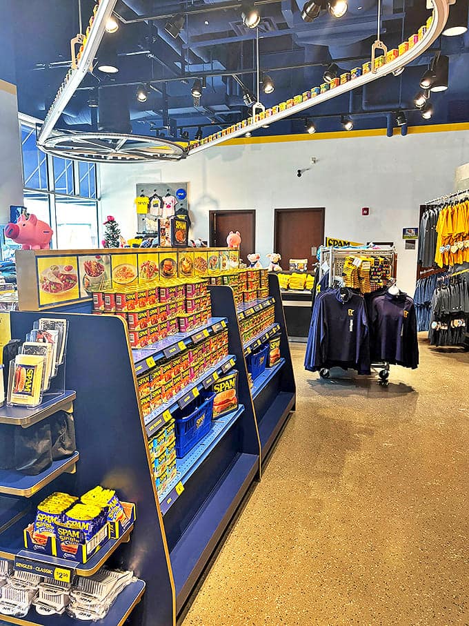 The gift shop tempts visitors with every SPAM&reg;-branded item imaginable &ndash; from t-shirts to fishing lures &ndash; because nothing says "I visited Minnesota" like meat-themed souvenirs.