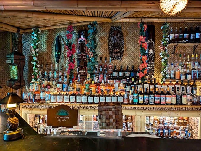 Tiki heaven behind the bar &ndash; where hundreds of spirits stand at attention, ready to transport taste buds to distant shores with each carefully measured pour.