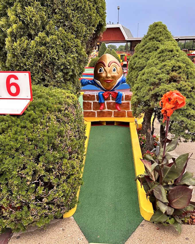 All the king's horses couldn't make this hole-in-one, but maybe your putting skills will have a happier ending than the nursery rhyme.