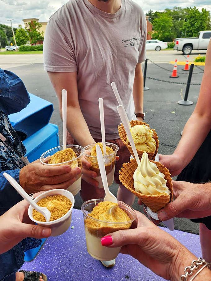 A gathering of custard cups &ndash; proof that sharing dessert with friends multiplies the joy exponentially.