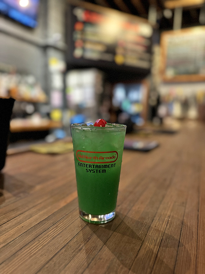 Electric green and utterly refreshing, this signature drink might just give you the power-up needed for one more game.