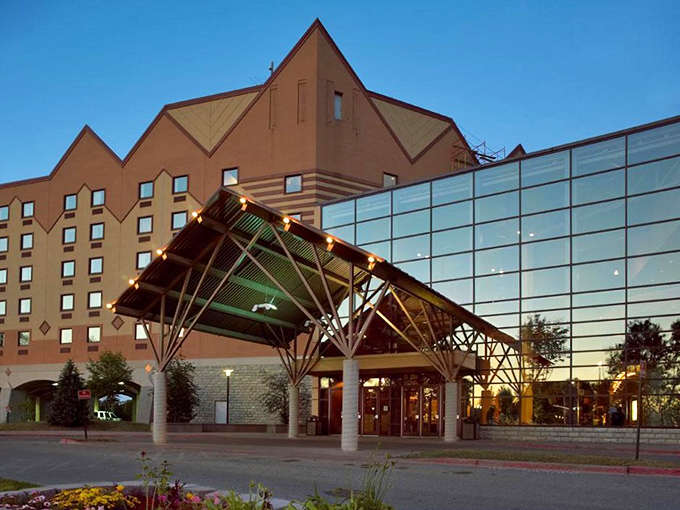 Kewadin Casinos Hotel: Modern comfort meets northwoods design at this family-friendly accommodation where the dramatic entrance promises both relaxation and entertainment.