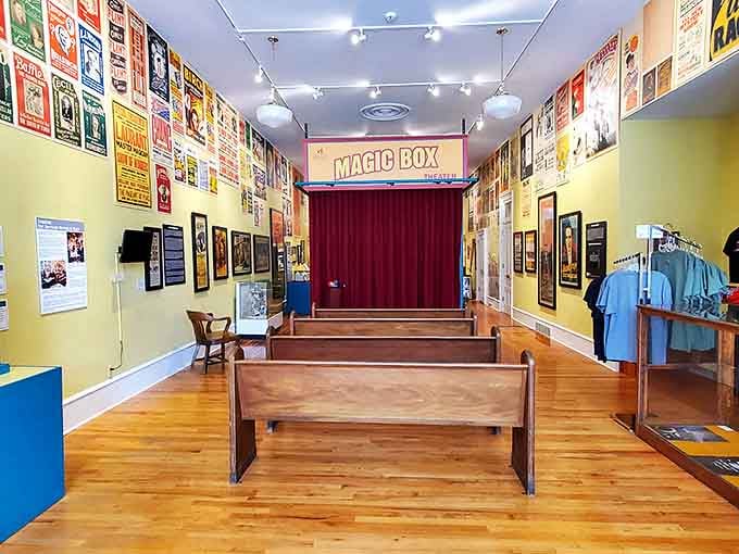 The Magic Box Theater awaits its next audience. Those church pews have seen more miracles than most sanctuaries &ndash; just of a different variety!