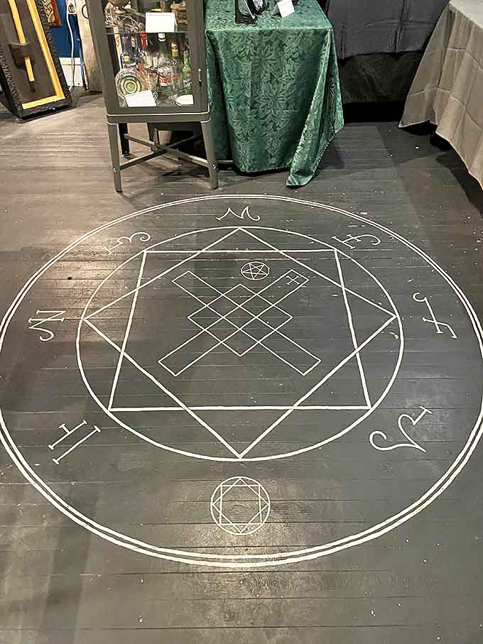Not your average floor decoration! This magical circle transforms the wooden planks below into sacred space for ritual work.