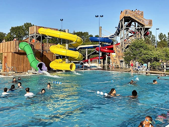 The main pool buzzes with activity &ndash; a human aquarium where every age group finds their perfect depth.