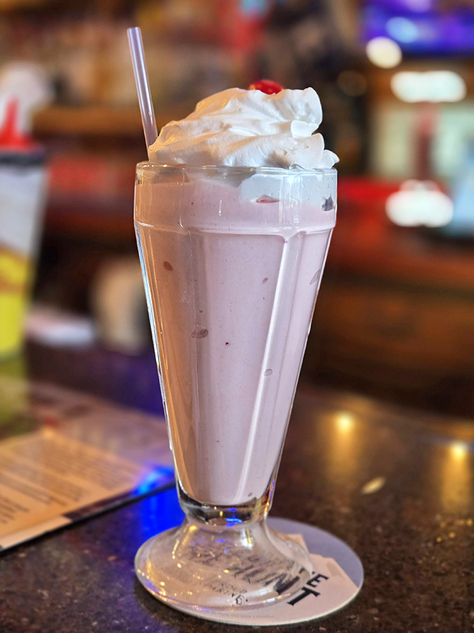 Creamy, dreamy strawberry perfection &ndash; this milkshake brings all the burger lovers to the yard.