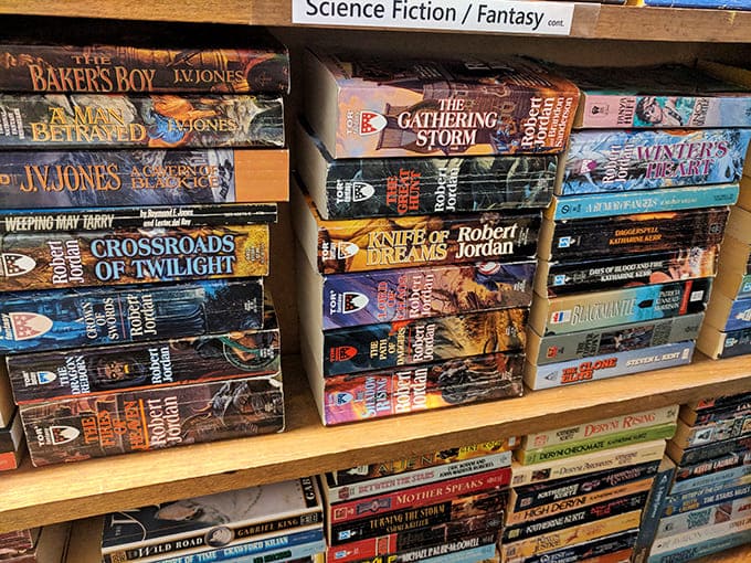 Science fiction and fantasy fans could spend days in this section alone, traveling to distant worlds without leaving Minneapolis.