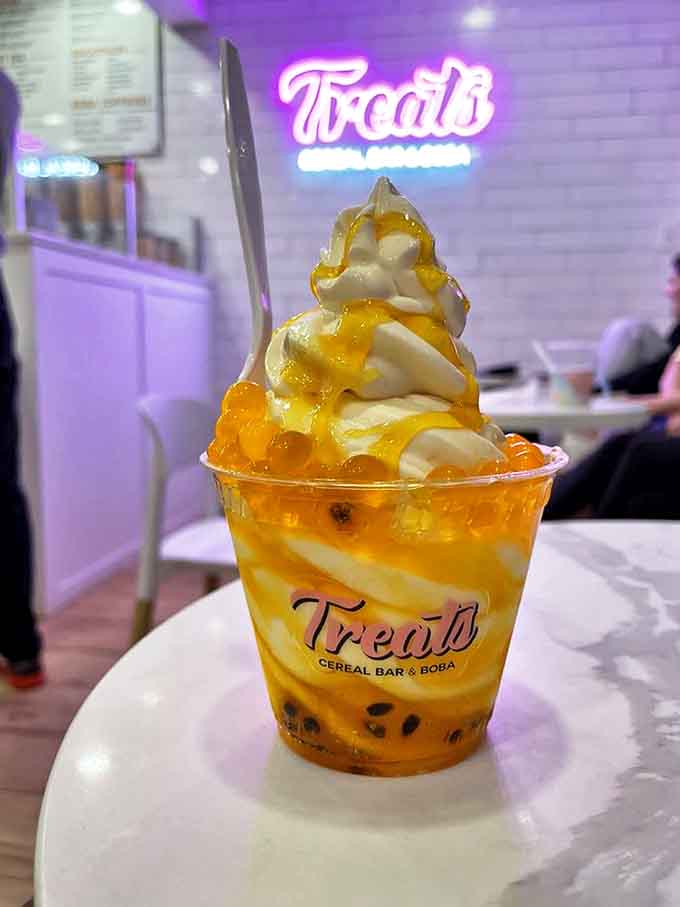 Sunshine in a cup! This passion fruit creation with golden boba pearls delivers tropical vibes even during Minnesota's notorious winters.
