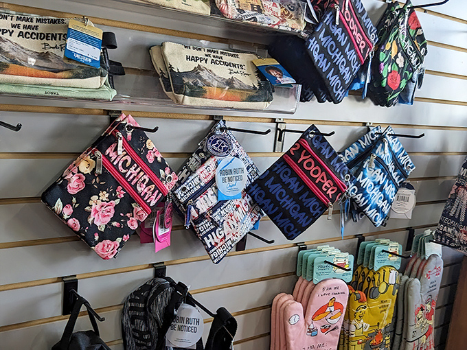 Pouches and Bags: Carry your vinyl treasures home in style &ndash; these quirky pouches emblazoned with "Happy Accidents" and floral patterns add flair to function.