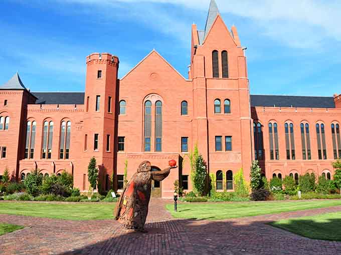 Gothic revival meets corporate campus: This red brick masterpiece proves that even churches can inspire workplace design.