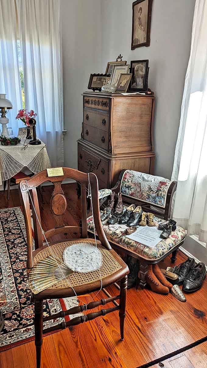 Carefully preserved furniture pieces tell stories of craftsmanship and daily life from a bygone era.