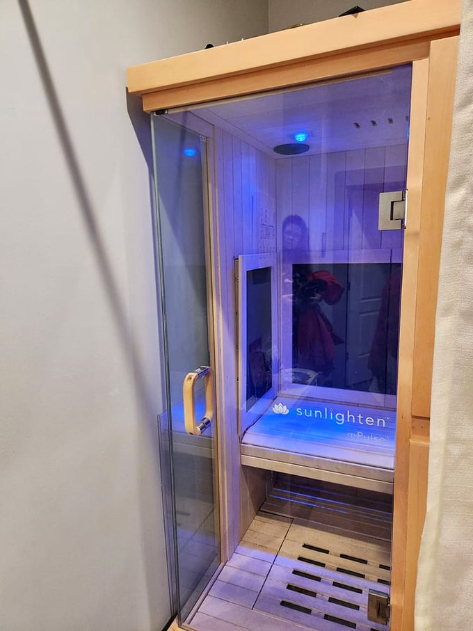 This infrared sauna offers yet another way to detox and unwind, glowing with the promise of deep relaxation and rejuvenation.