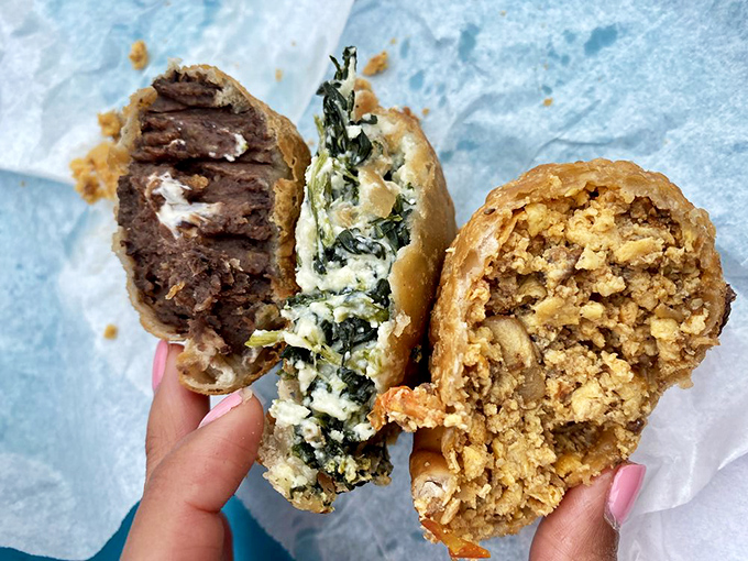 The empanada trifecta &ndash; three distinct fillings showcase the kitchen's range, from meaty indulgence to vegetarian delight, all equally crave-worthy.