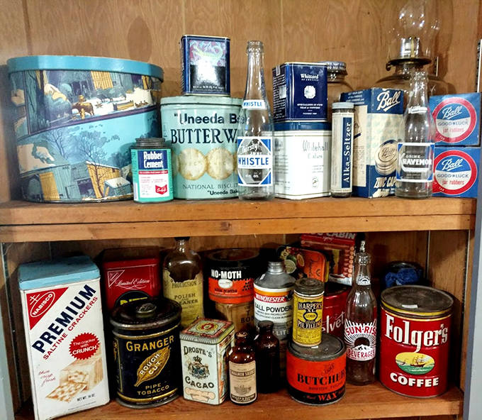 Grandma's pantry comes to life with these vintage tins and bottles &ndash; when packaging was art and "Uneeda Biscuit" was the snack everyone apparently needed.