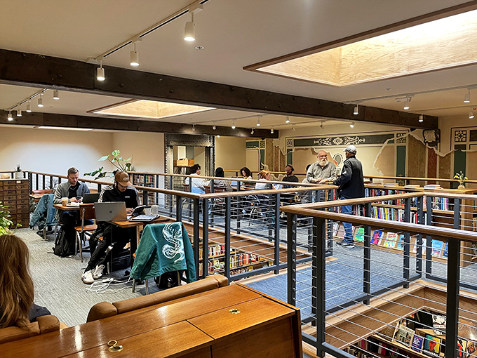 The mezzanine offers a relaxed hangout spot, perfect for studying, chatting, or diving into a good book.