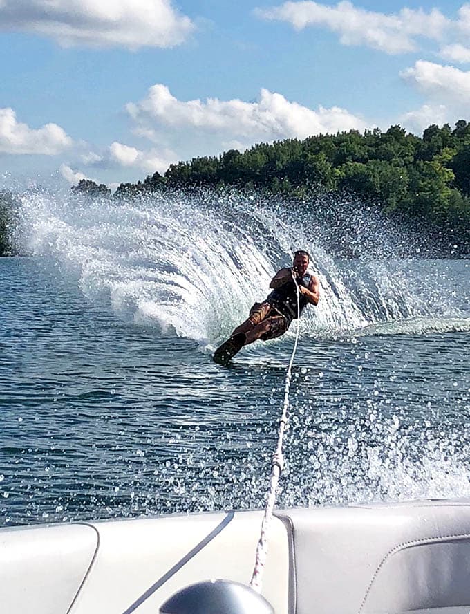 Waterskiing on Elkhart Lake's calm surface lets you pretend you're a pro athlete, at least until you spectacularly wipe out.